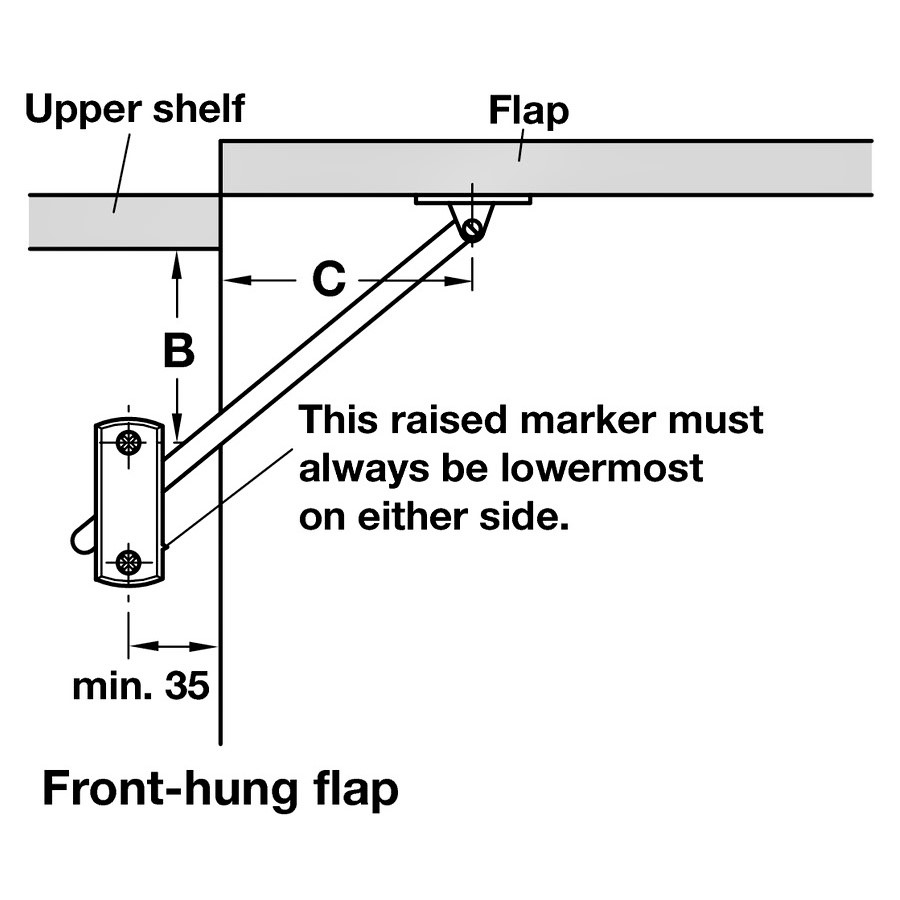 Lift Up Lid Stay, with Plastic Catch Housing 200 mm