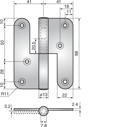 Assa 3220 98mm BZP Hinge Gr.11